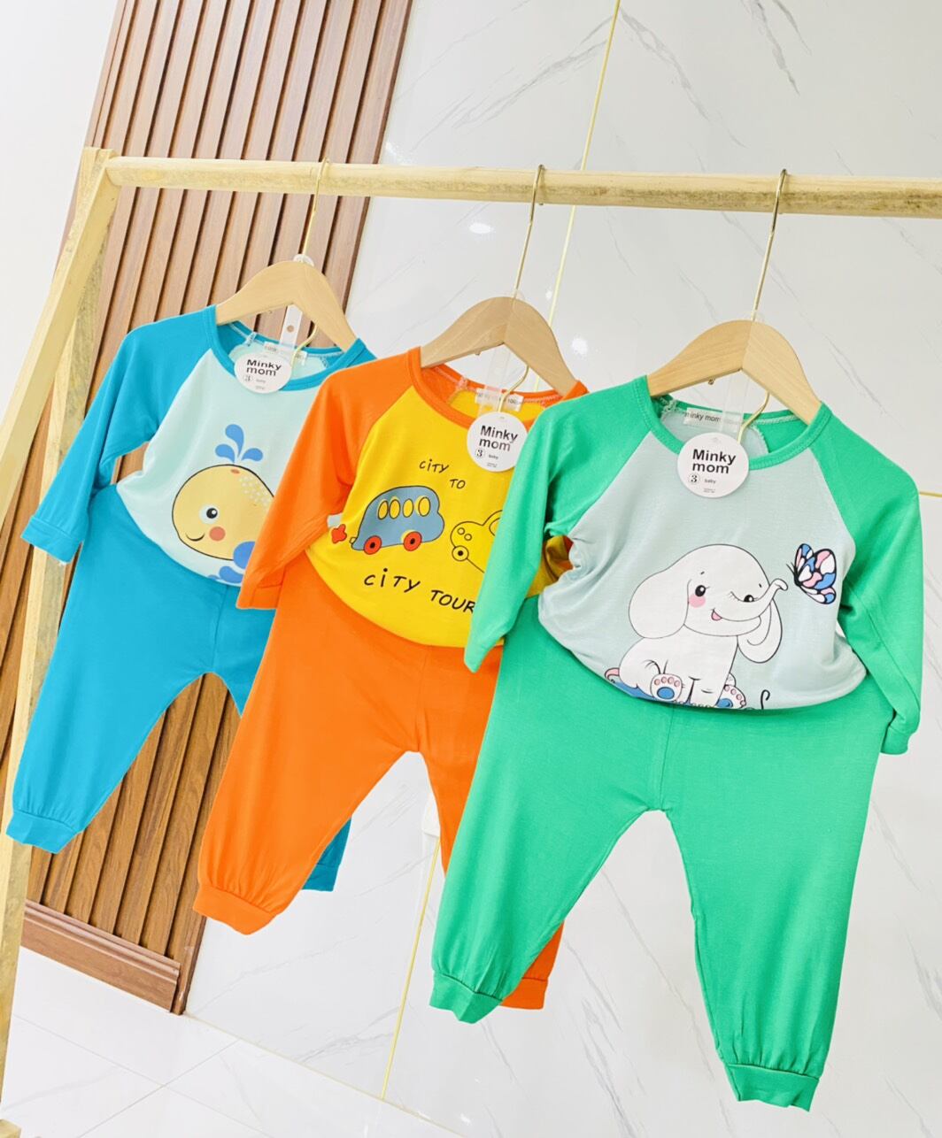 HÀNG MỚI VỀ BỘ DÀI TAY MINKYMON BÉ TRAI BÉ GÁI FROM TỪ 5KG TỚI 17KG DỄ THƯƠNG NHIỀU HÌNH - MixASale