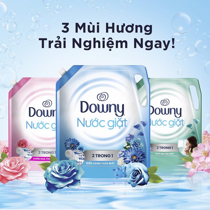 Nước Giặt DOWNY 2 Trong 1, Vườn hoa, Biển xanh, Khử mùi ẩm mốc, cam ...