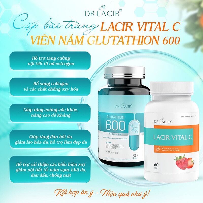 CHÍNH HÃNG DR.LACIR Viên uống mờ nám trắng da Dr.Lacir Glutathione 600 cân bằng nội tiết tố hộp ...