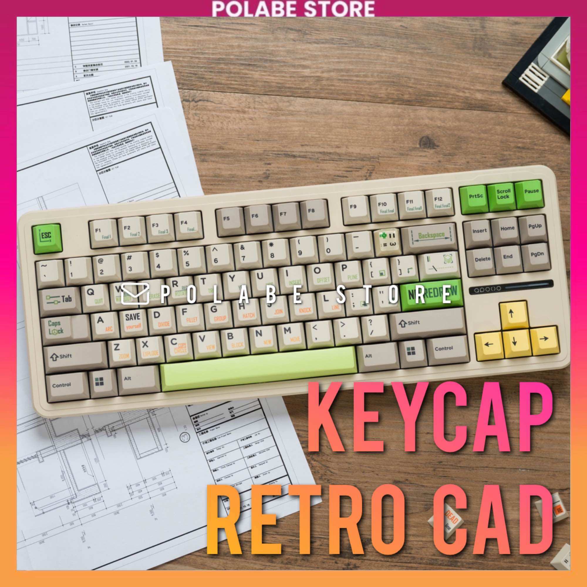 Keycap Retro CAD Cherry Profile PBT Dyesub bàn phím cơ Retro Style ...