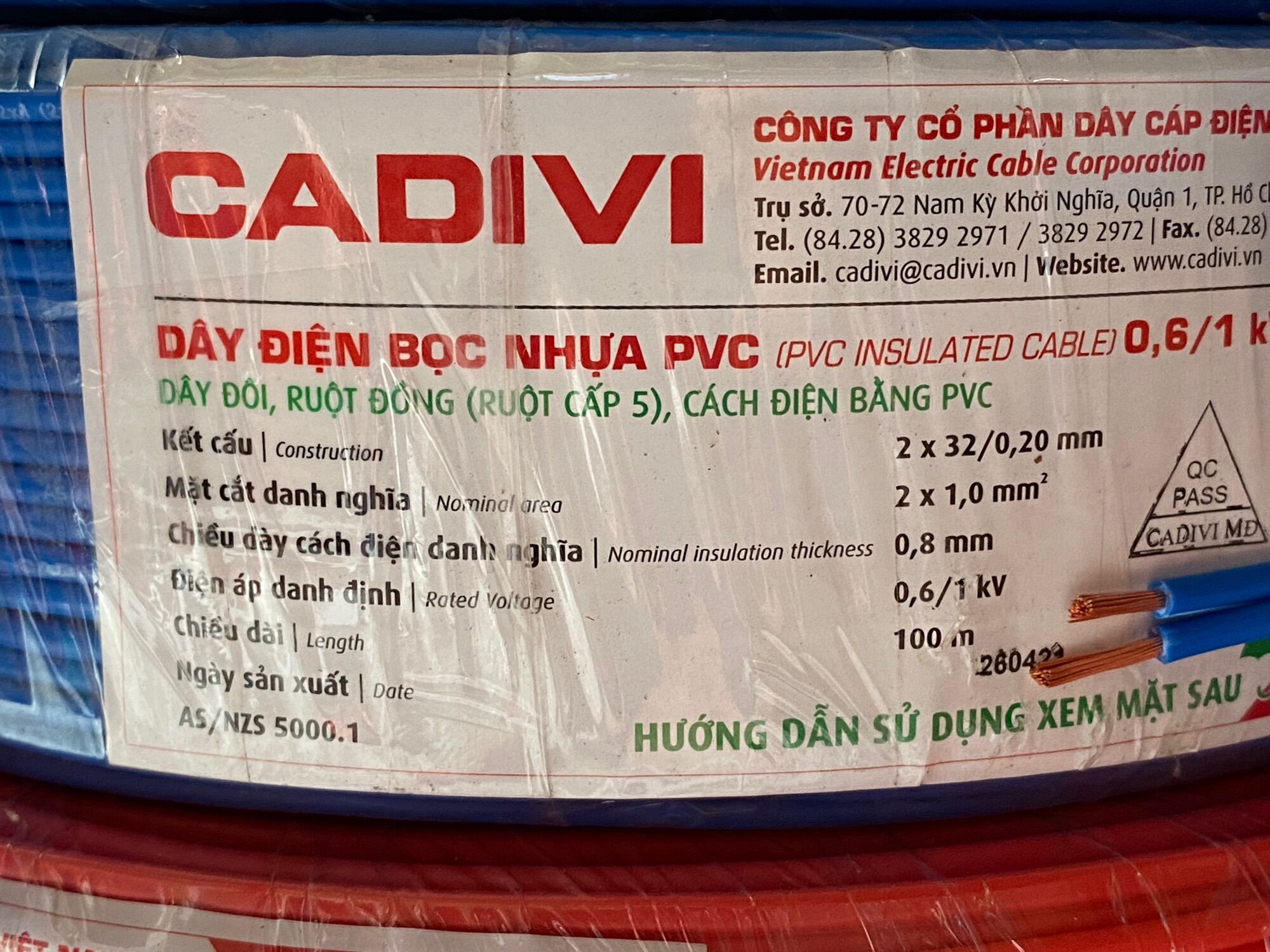 (50 mét) Dây điện đôi Cadivi Vcmd 2x0.5, 2x0.75, 2x1.0, 2x1.5, 2x2.5 ...