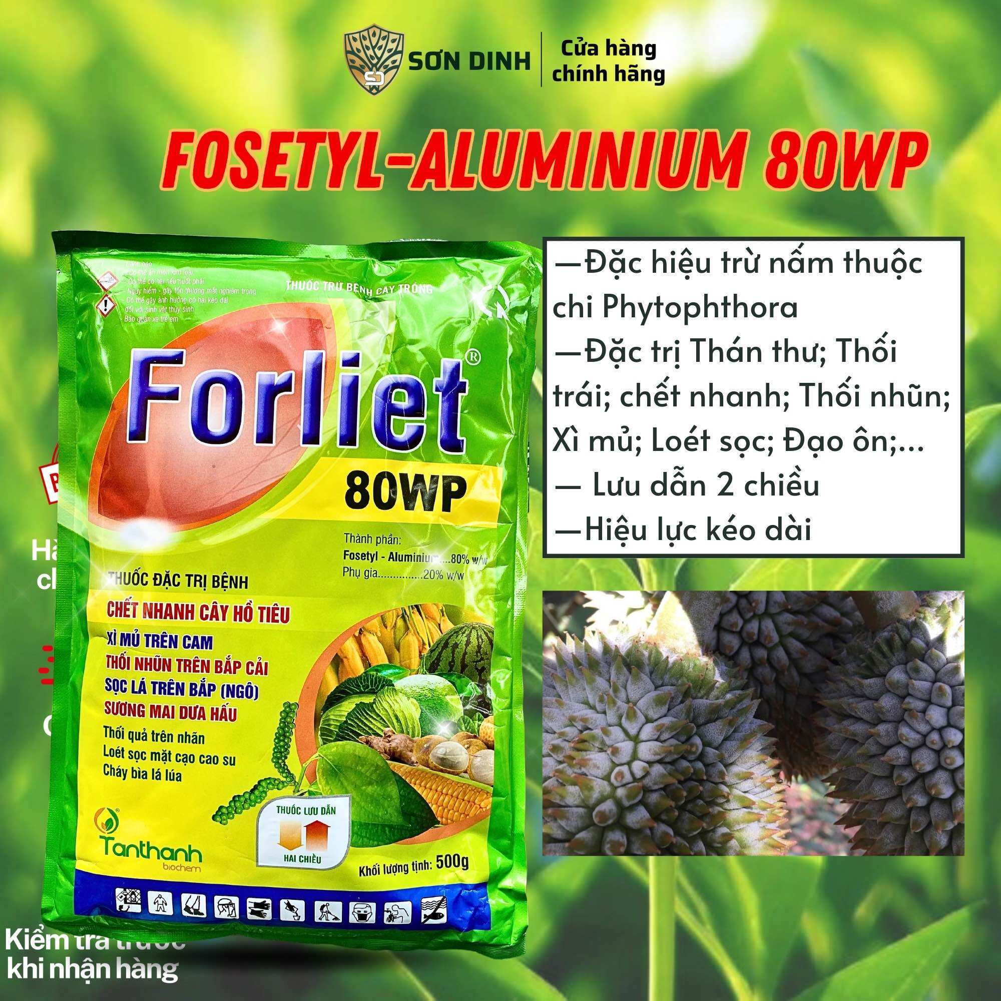 Thuốc trừ nấm Forliet 80WP Fosetyl-Al đặc hiệu trừ nấm bệnh thối trái ...
