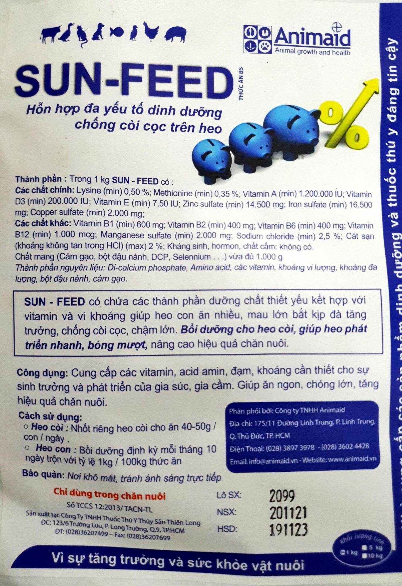 Animaid SUN FEED (1kg) - Hỗn hợp Vitamin và Khoáng chất tổng hợp, chống ...