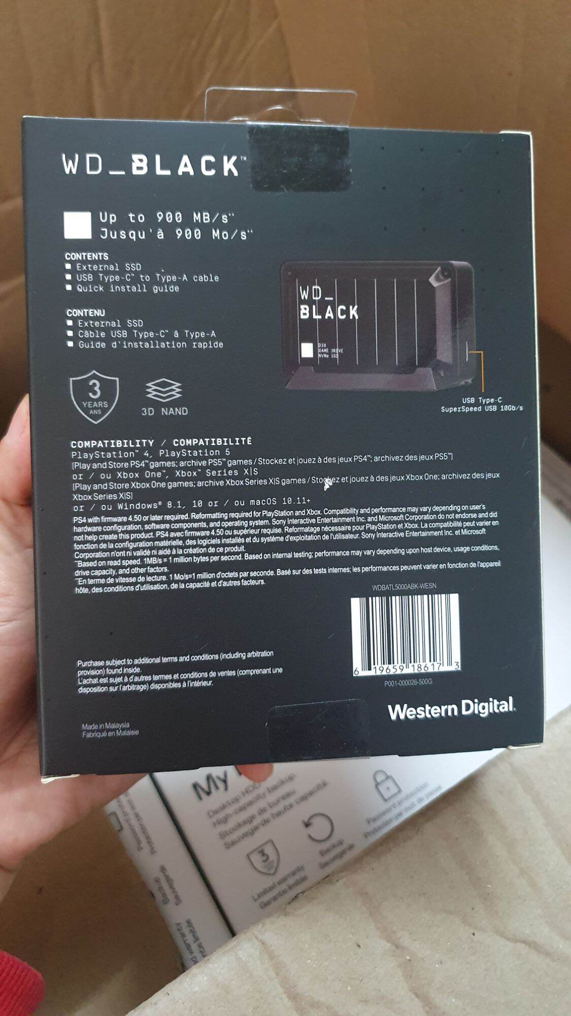 Ổ cứng di động SSD WD Black D30 500GB - Bảo hành 36 tháng - MixASale