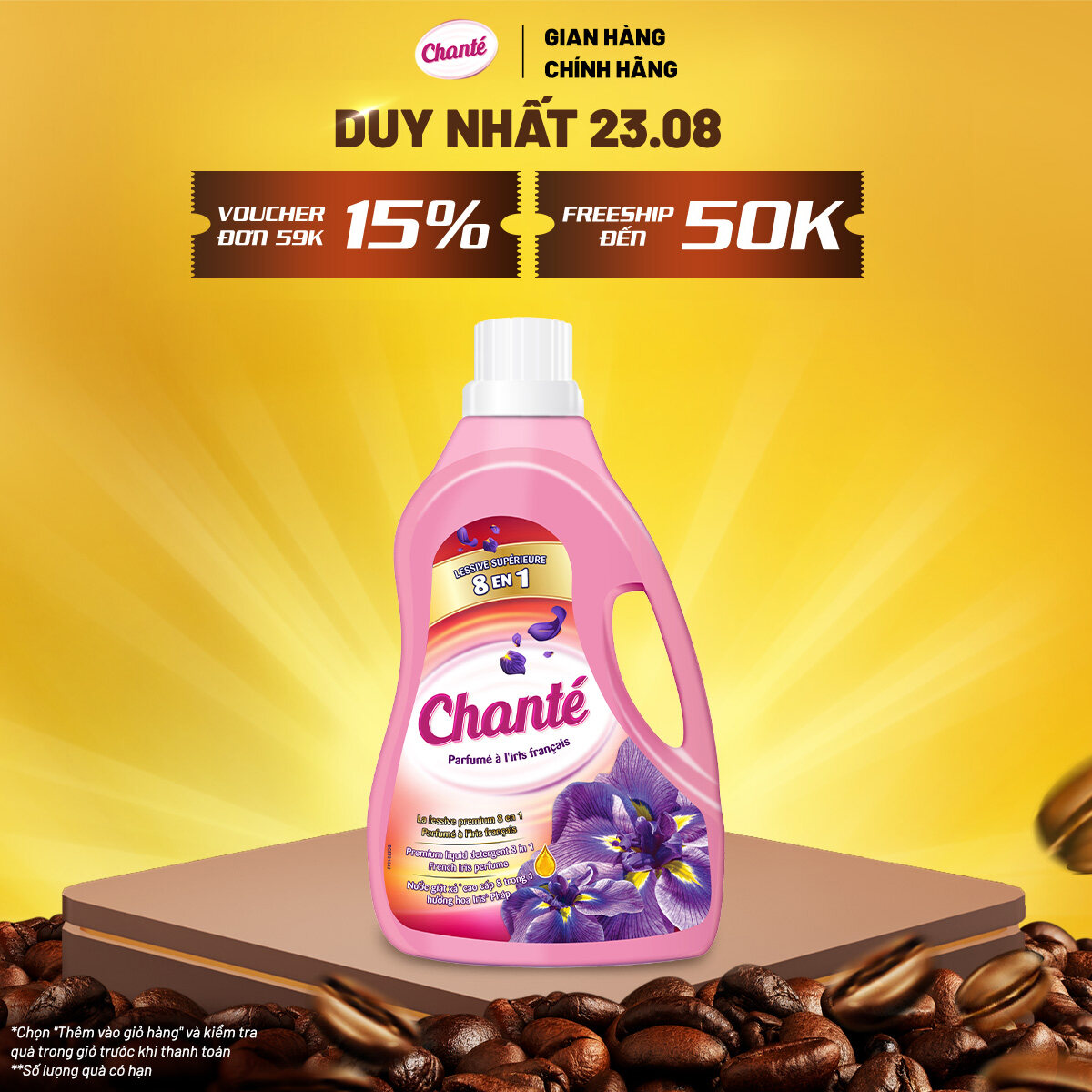 Nước giặt xả cao cấp CHANTE 8 trong 1 34kg hương hoa hồng Pháp Mới Cửa ...