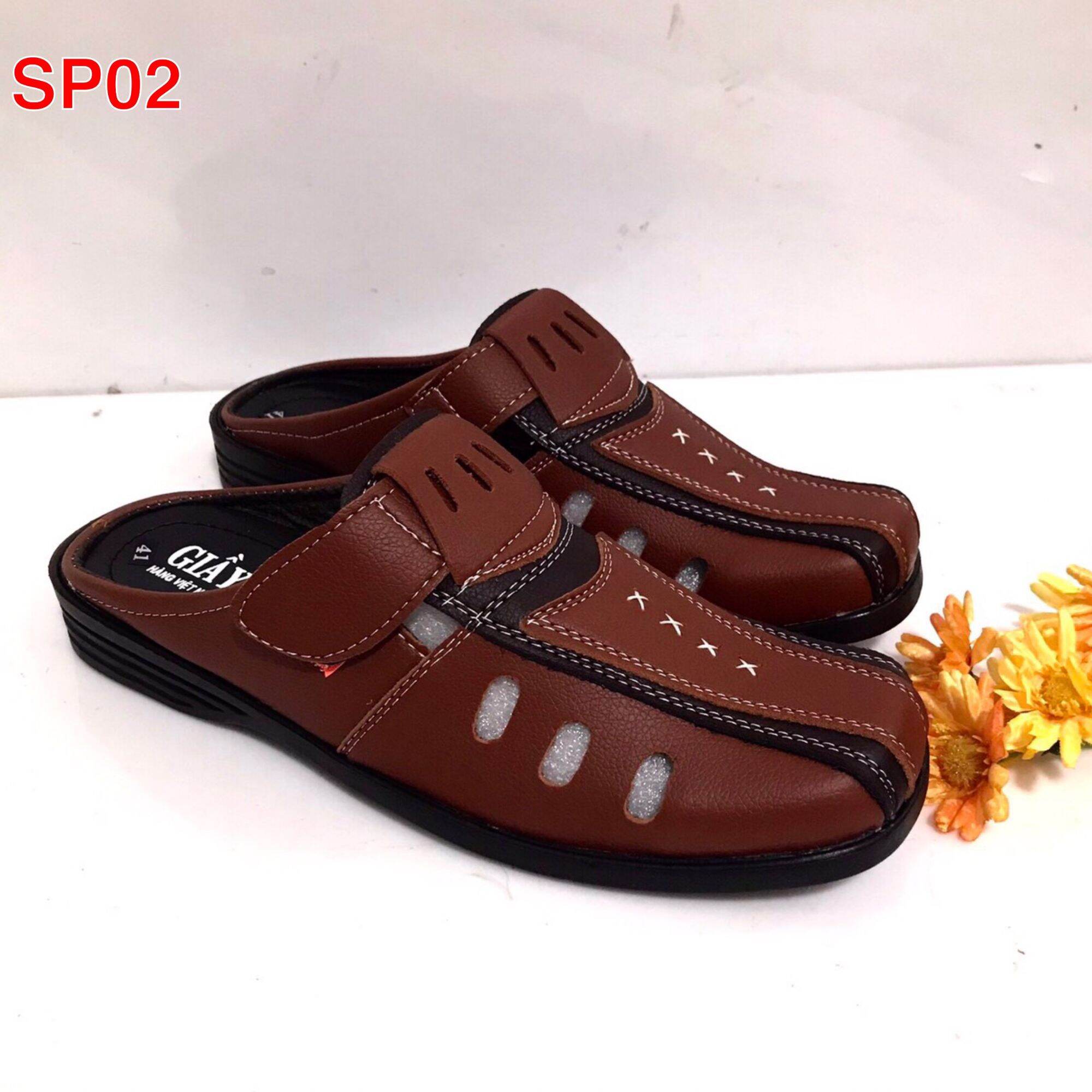 Dép sapo nam mẫu mới..da mềm.mã SP02, size từ 38-43, màu vàng phối nâu.. sang trọng lịch lãm ...