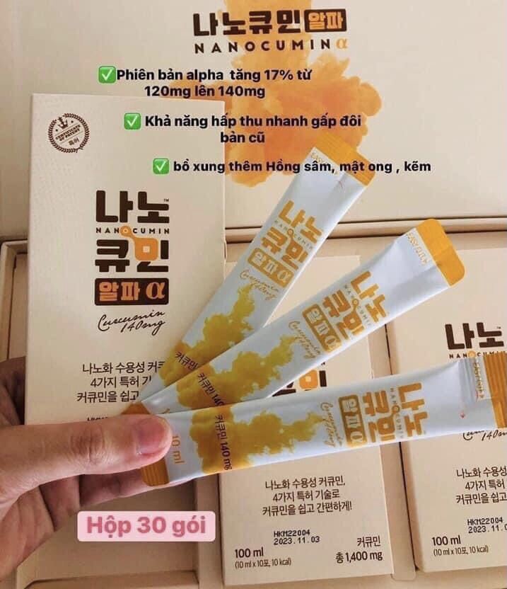 Tách lẻ 10 gói x 10ml- tinh nghệ nano curcumin gon nội địa hàn quốc 1400mg