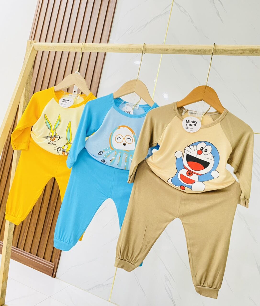 HÀNG MỚI VỀ BỘ DÀI TAY MINKYMON BÉ TRAI BÉ GÁI FROM TỪ 5KG TỚI 17KG DỄ THƯƠNG NHIỀU HÌNH - MixASale