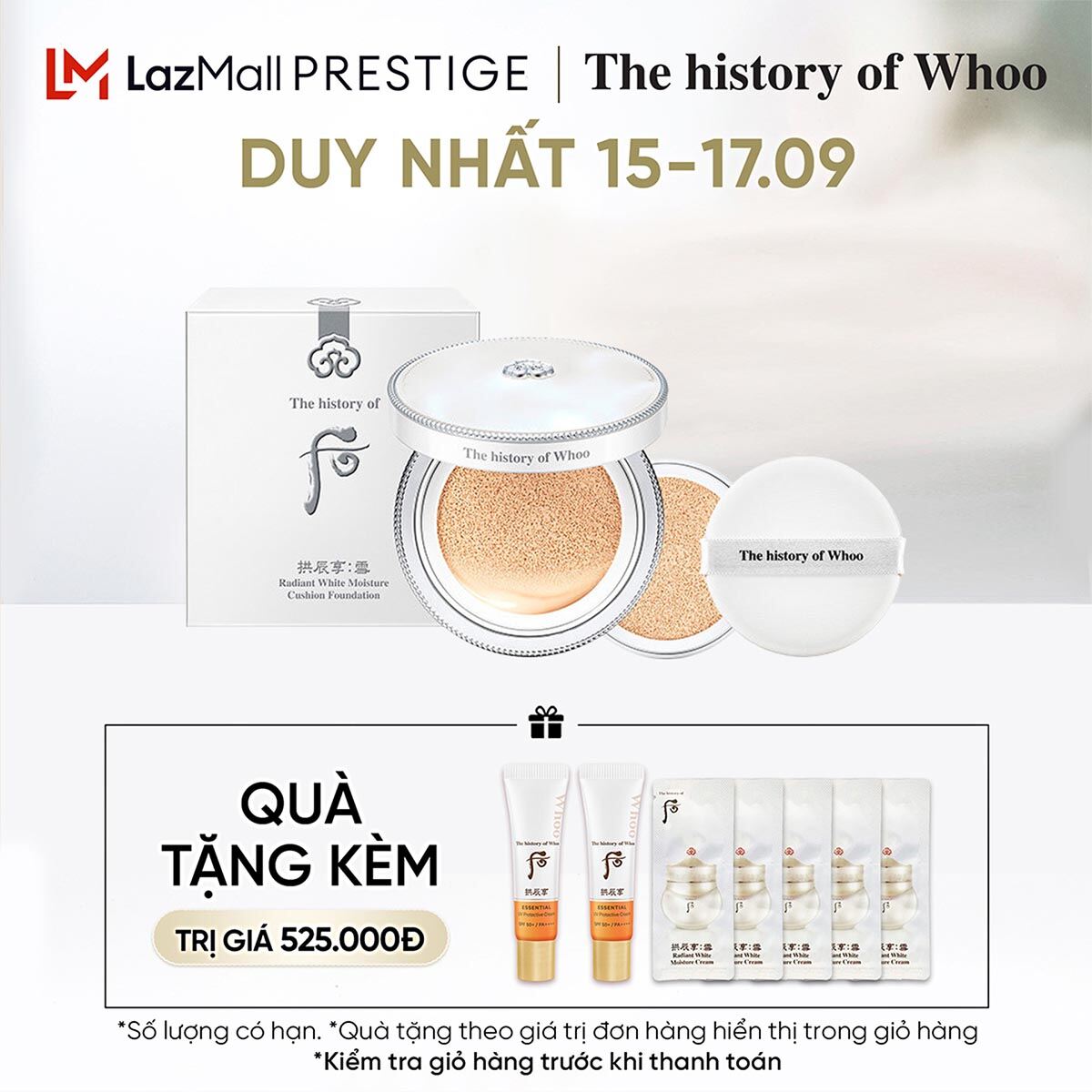 Phấn nước dưỡng trắng Whoo Seol Radiant White Moisture Cushion ...