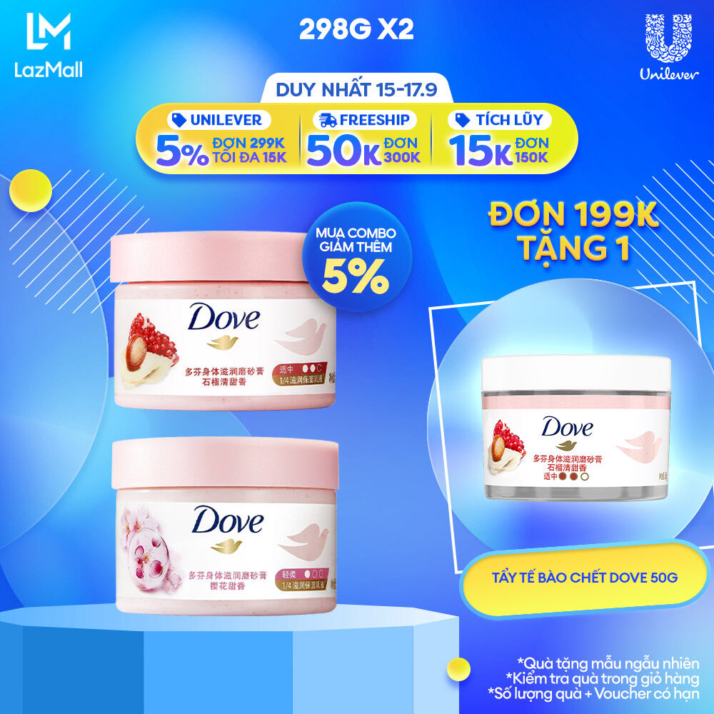 Combo 2 Tẩy Da Chết Dưỡng Ẩm Toàn Thân Dove Hương Lựu Đỏ 298g x 2 - MixASale