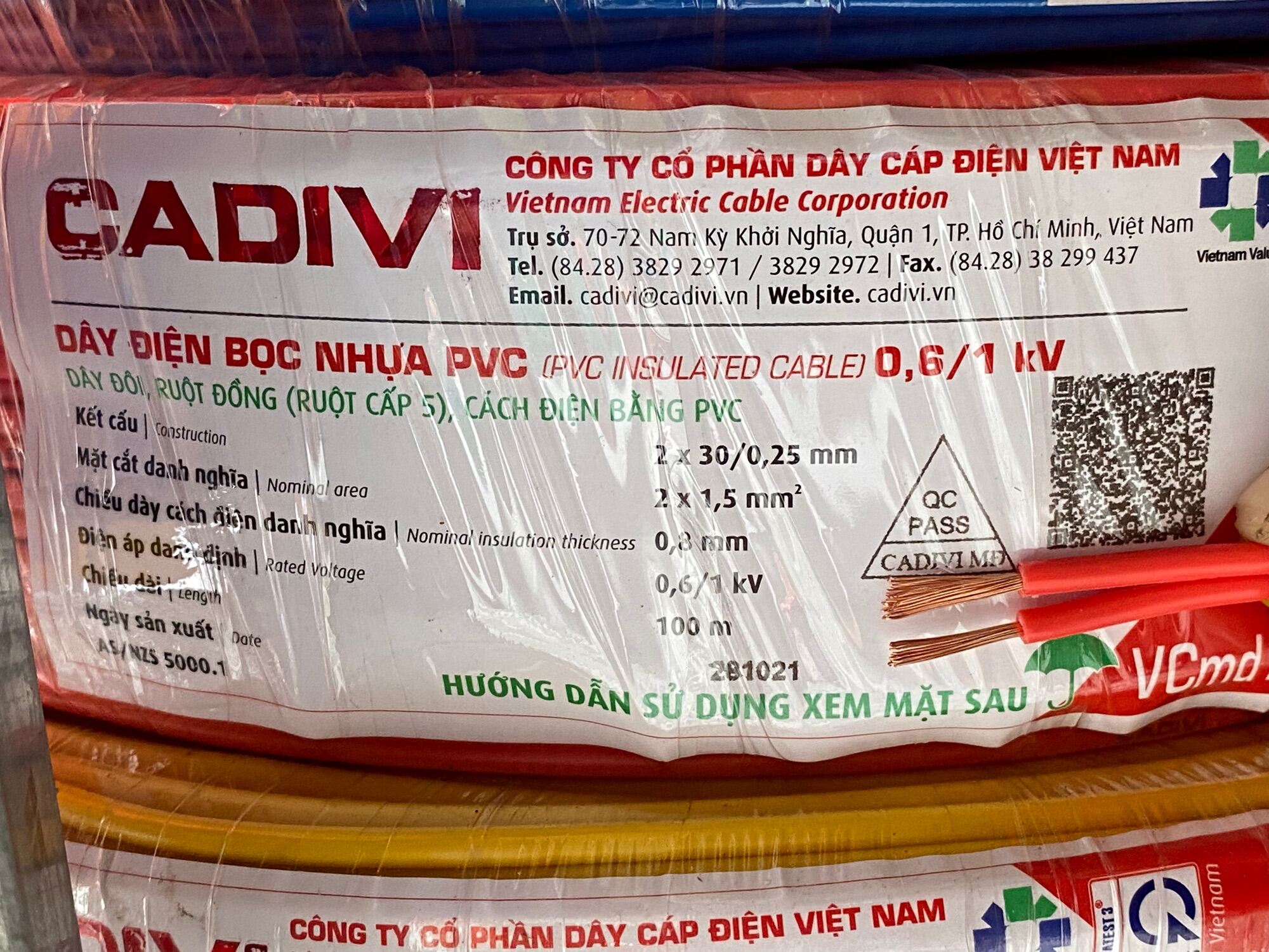 (20 mét) dây điện đôi Cadivi Vcmd 2x0.5, 2x0.75, 2x1.0, 2x1.5, 2x2.5 | Lazada.vn