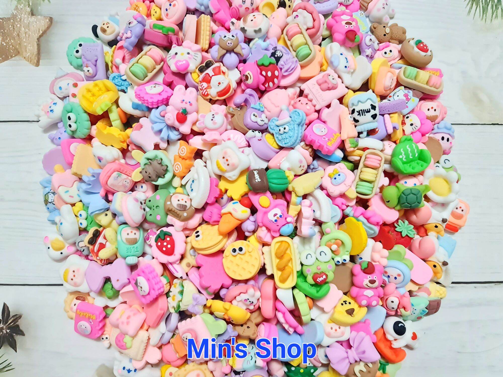 Set 100 charm/center làm slime,kẹp tóc, dán ốp lưng, vape | Lazada.vn