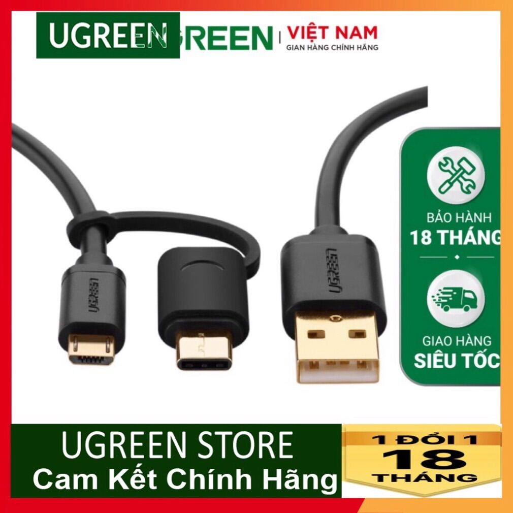 Dây USB đa năng 2 trong 1 đầu ra Micro-USB và USB Type-C UGREEN US142