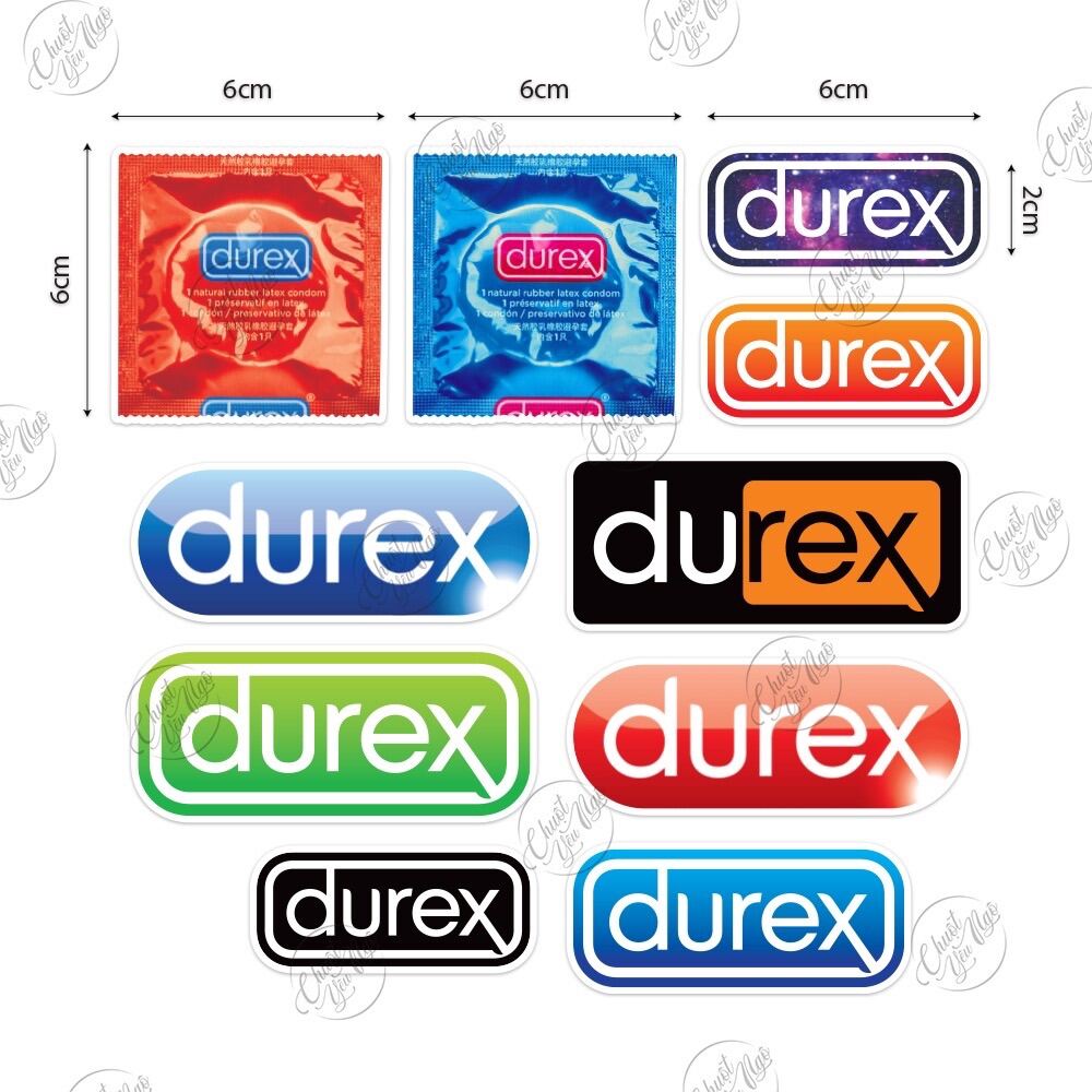 [HCM]Combo 10 sticker hình dán decal logo Durex chất liệu chống nước ...