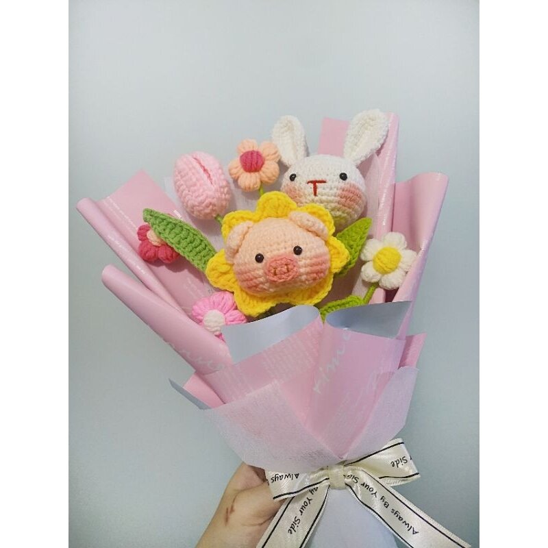 Bó Hoa Heo Mix Daisy| Hoa Đầu Thú, Hoa Len Mix Daisy Theo Yêu Cầu| Hoa ...