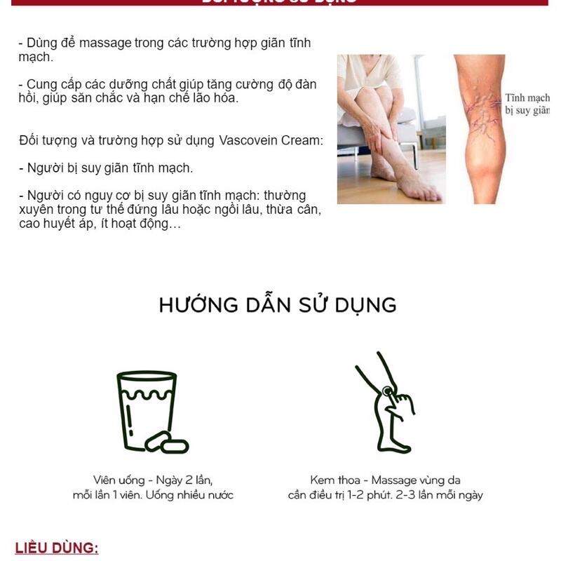 Vascovein kem bôi và viên uống giãn tĩnh mạch - Vitamin tổng hợp ...