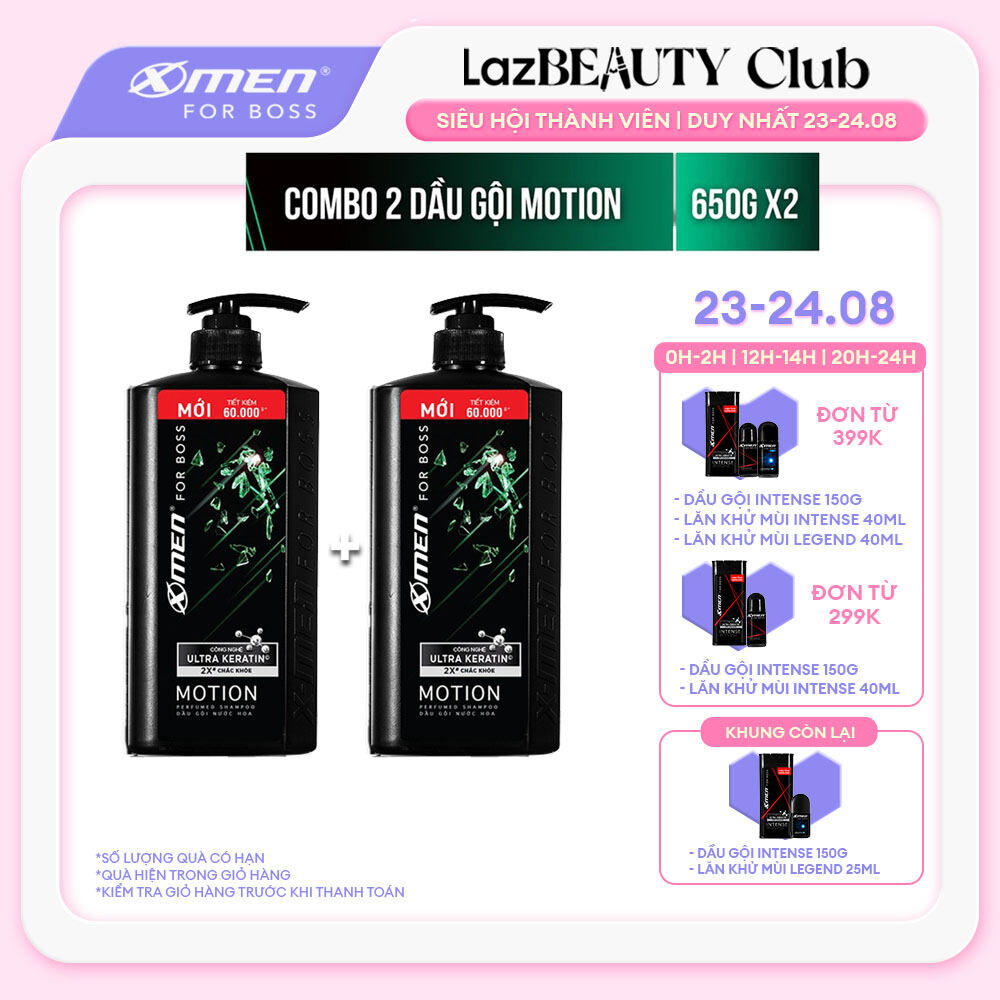 MỚI Combo Dầu gội X-Men for Boss hương trầm đầy nội lực Intense với Ultra Keratin mới 650g Sữa ...