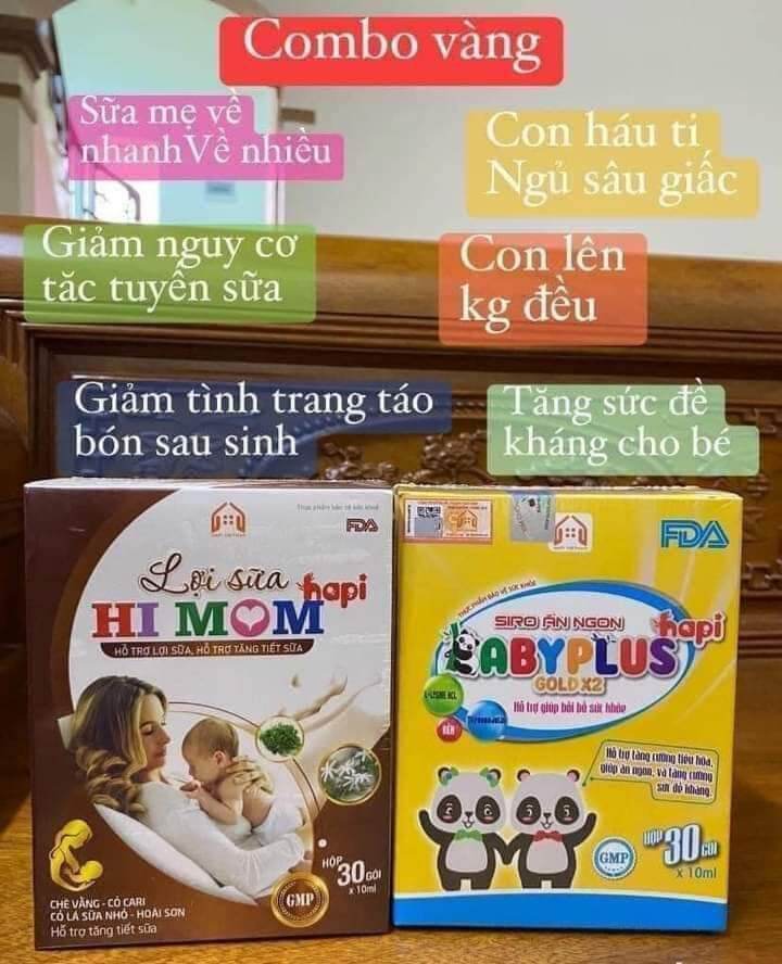 Combo Siro ăn Ngon Baby Plus + Lợi Sữa Himom Hapi Hộp 30 gói chính hãng ...