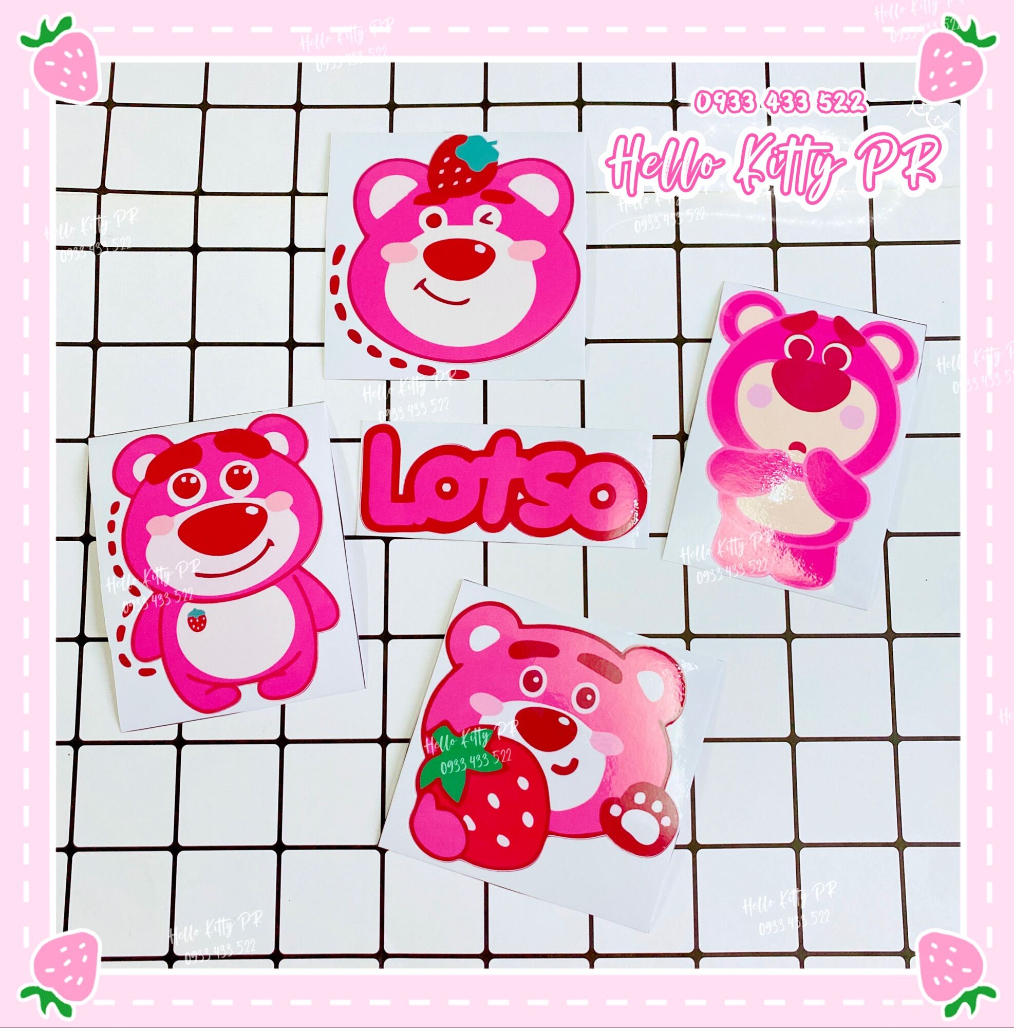 Decal dán xe nón bảo hiểm gấu dâu Lotso chống thấm nước - MixASale