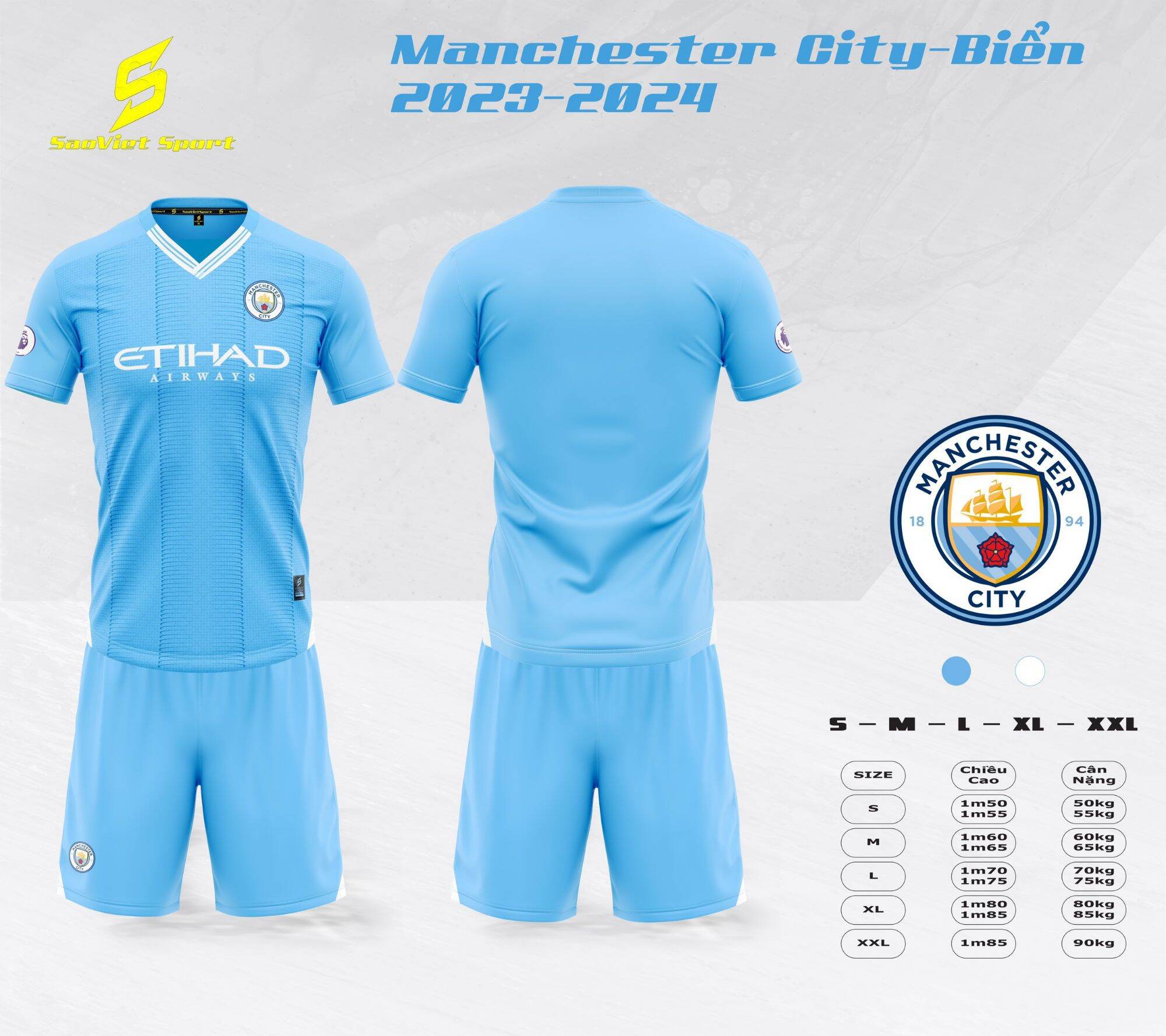 Áo Bóng Đá Áo Đá Banh Clb Manchester City Sân Nhà 2022-2023 - Vải Gai ...