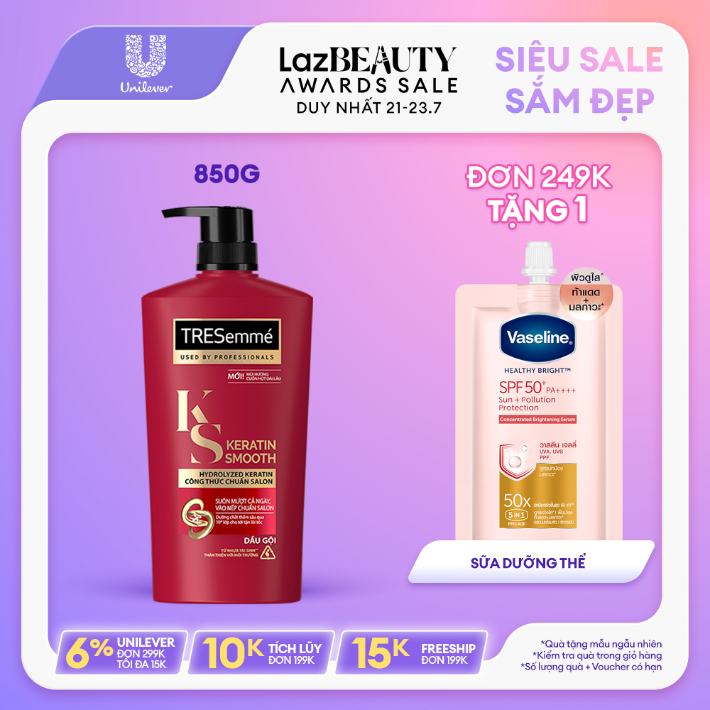Dầu Gội Tresemme Keratin Smooth 850g Cho Tóc Khô Xơ Rối Công Thức Chuẩn Salon Hydrolyzed Keratin ...