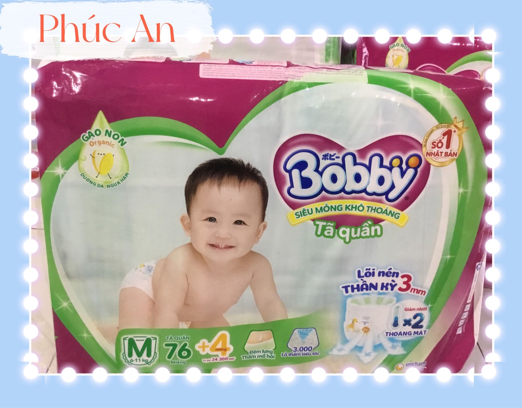 ( Tặng thêm 4 miếng ) Tã Quần Bobby Cho Bé Size M 76 Miếng 6 Đến 11 Kg ...