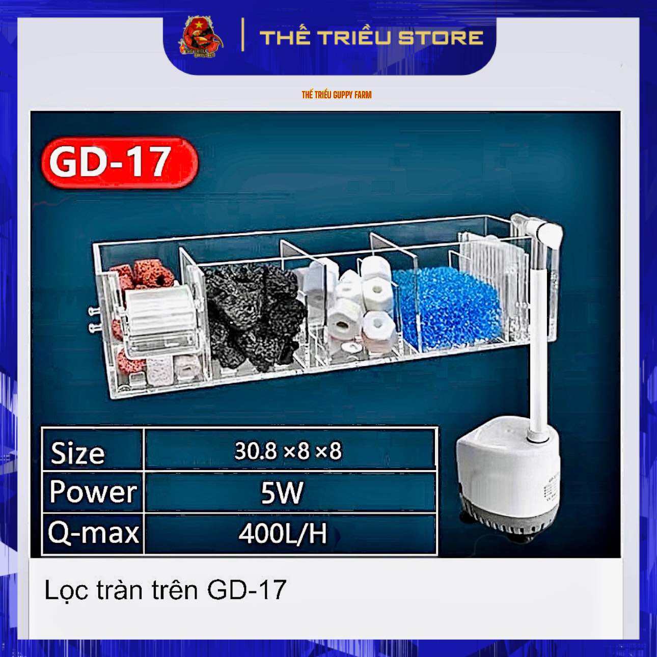 Lọc tràn trên bể cá Jeneca GD-15, GD-16, GD-17, GD-18, GD-19. Lọc tràn trên tích hợp lọc thác ...