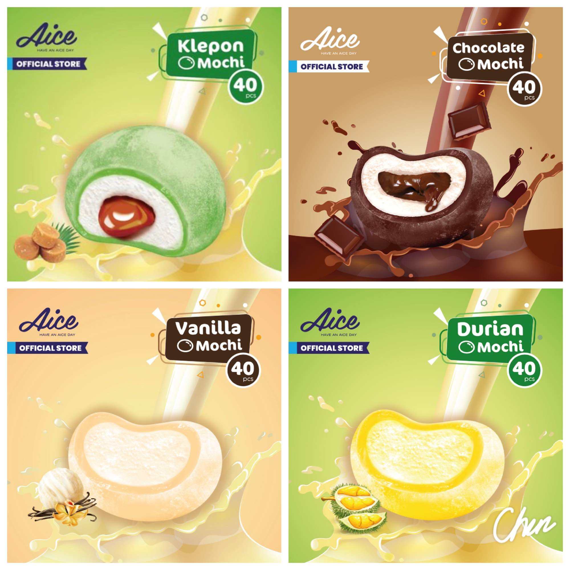 (Chọn giao 2h)40 kem Aice mix 4 loại mochi vani-dứa-sầu-socola kèm 2 đá ...