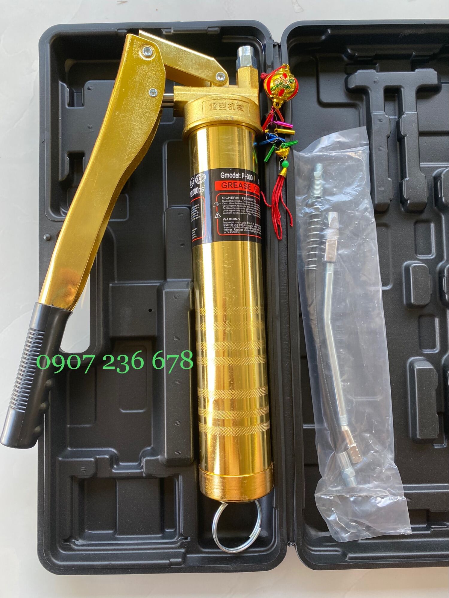 Bơm mỡ bò 2 ty 2 xy lanh piston 900CC dùng mỡ con sâu. mỡ hộp mỡ tuýp ...