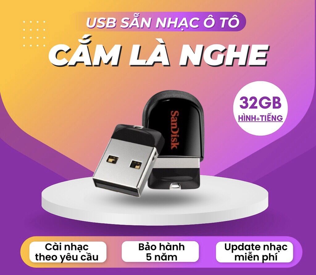 Usb 32G nhỏ gọn tuyển chọn nhạc và video xem trên ô tô - MixASale