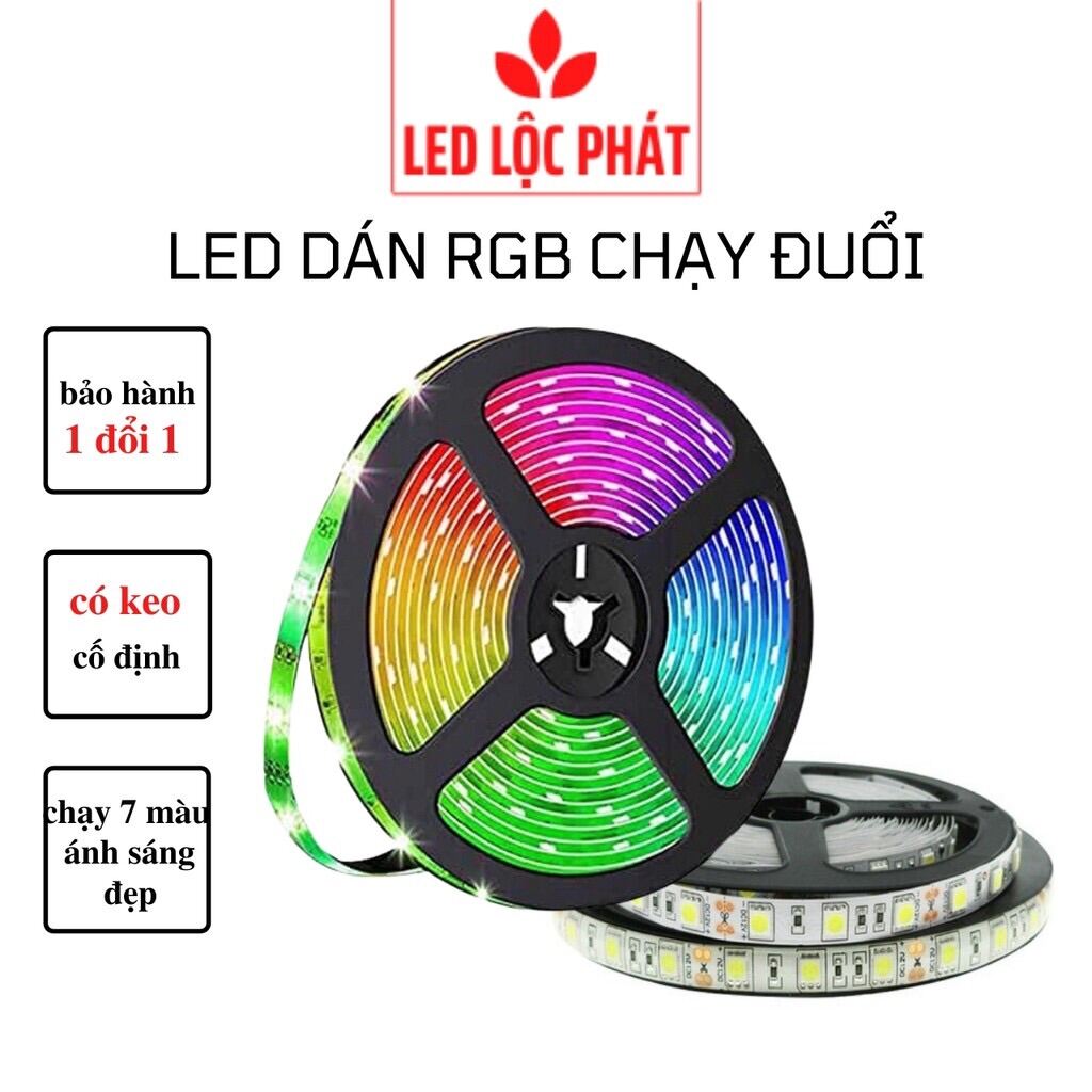 Led dây dán đổi màu rgb 5m có keo chạy đuổi trang trí, đèn led dây dán ...