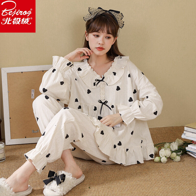 Bejirog Phong Cách Cung Đình Áo Ngủ Nữ Mùa Xuân Thu 100% Coton Đáng Yêu ...