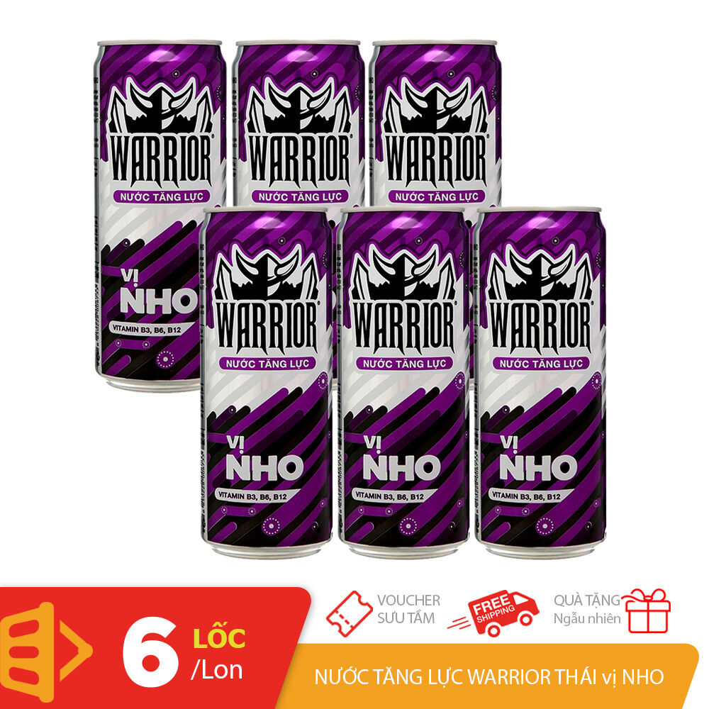 Lốc 6 lon nước tăng lực Warrior vị Nho Thái Lan chính hãng | Lazada.vn
