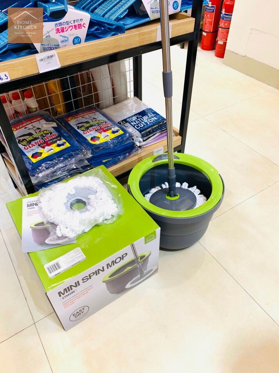 Bộ Cây Lau Nhà Xoay Tay Tặng 2 Bông Lau Mini Ettom LockLock ETM498 ...