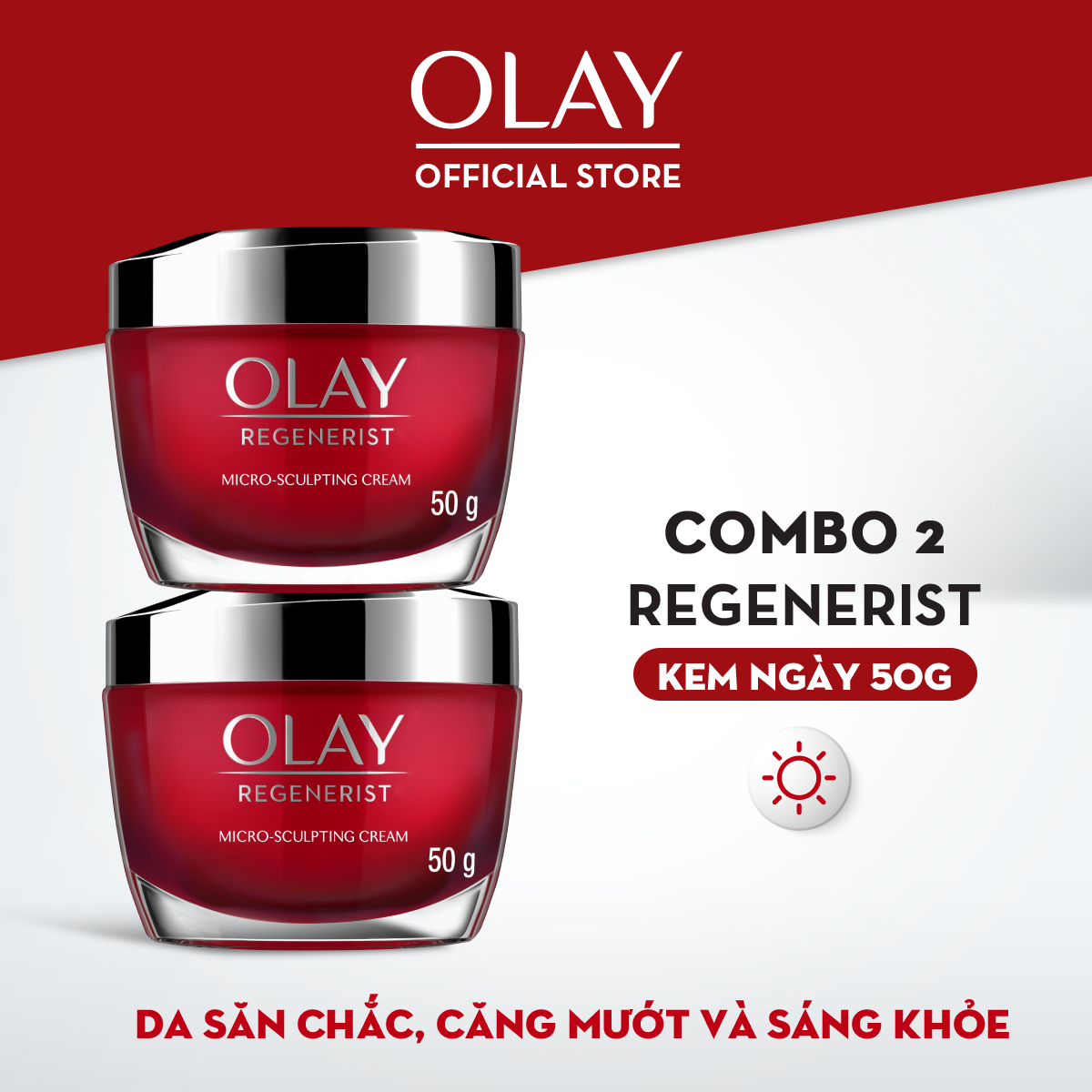 Combo 2: Kem Dưỡng Ẩm Ban Ngày Căng Mướt, Sáng Khỏe & Phục Hồi Dấu Hiệu Lão Hóa OLAY REGENERIST ...