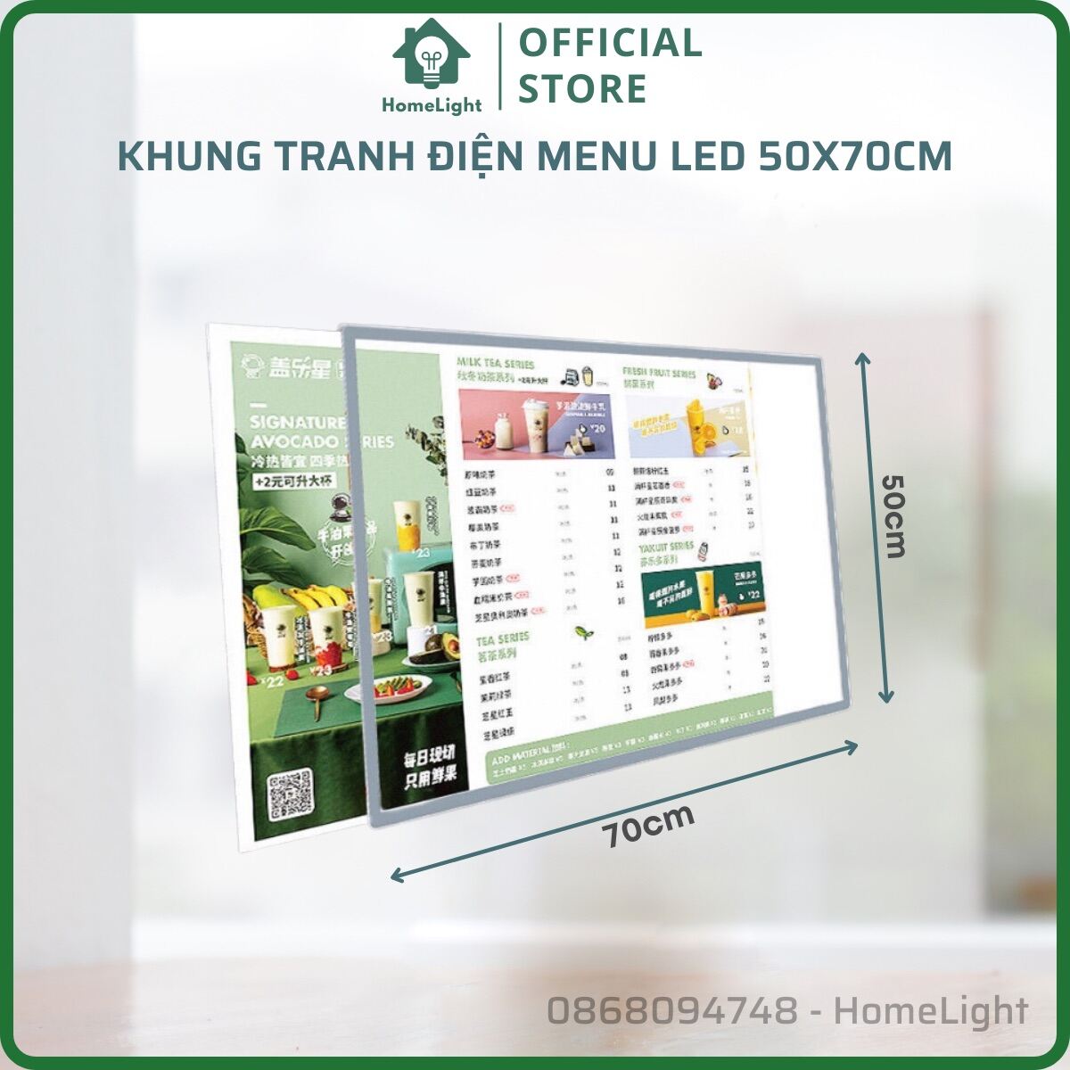 Khung Tranh Điện 50cm x 70cm Poster Led Menu Led Tranh Điện Hộp Đèn ...