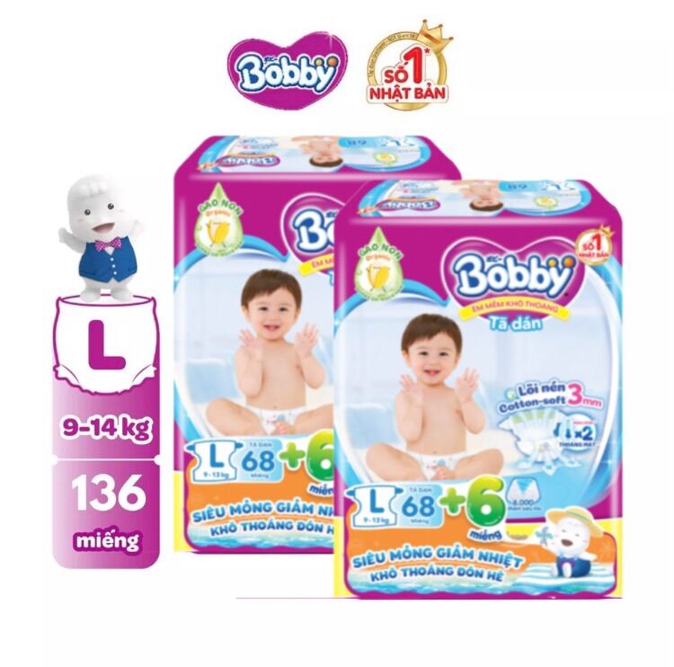 Bỉm tã bobby combo 2 gói tã dán size S804 miếng tã quần size M - MixASale