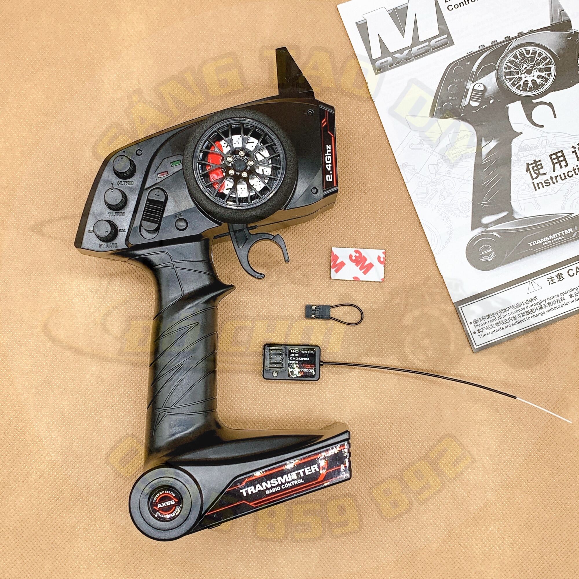 Bộ điều khiển AX5S 3 kênh (Tx Rx) có điều tốc cho 1 motor và 2 servo chế tạo xe, tàu thuyền mô ...