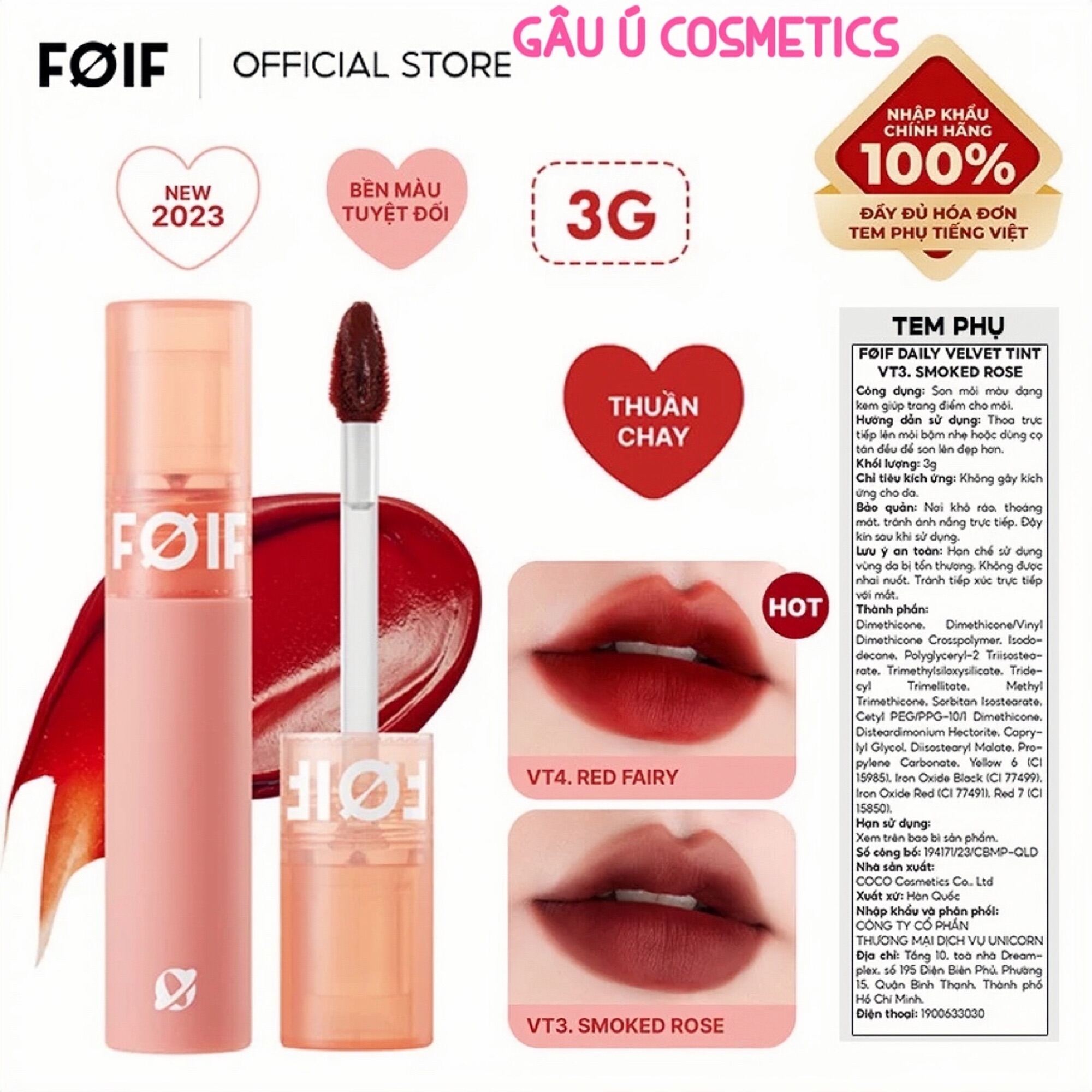 Son Kem Lì Thuần Chay Foif Daily Velvet Tint 3g [FOIF by MERZY] | Lazada.vn