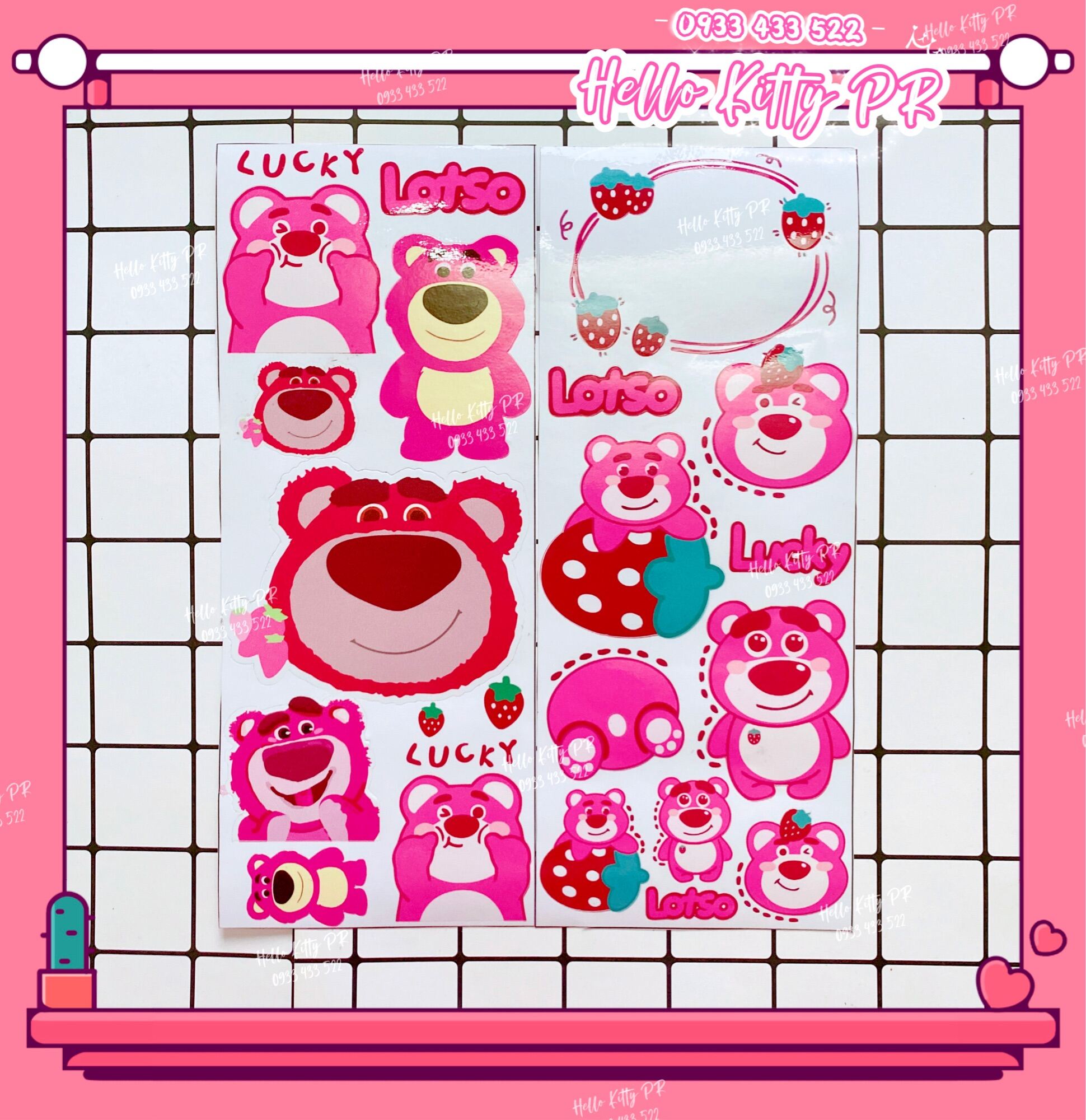 Decal dán xe nón bảo hiểm gấu dâu Lotso chống thấm nước - MixASale