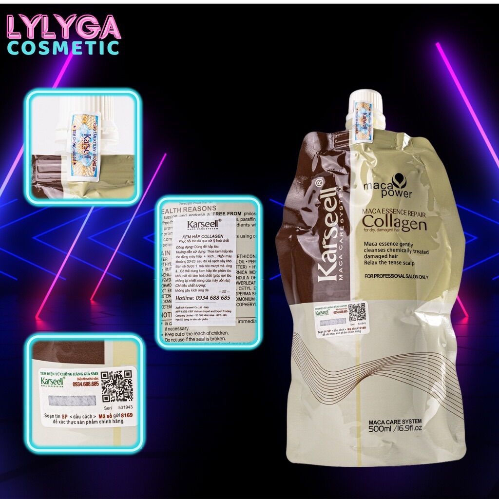 Dầu gội xả collagen Karseell Maca phục hồi tóc khô xơ hư tổn chống rụng ngừa gàu kiềm dầu siêu ...