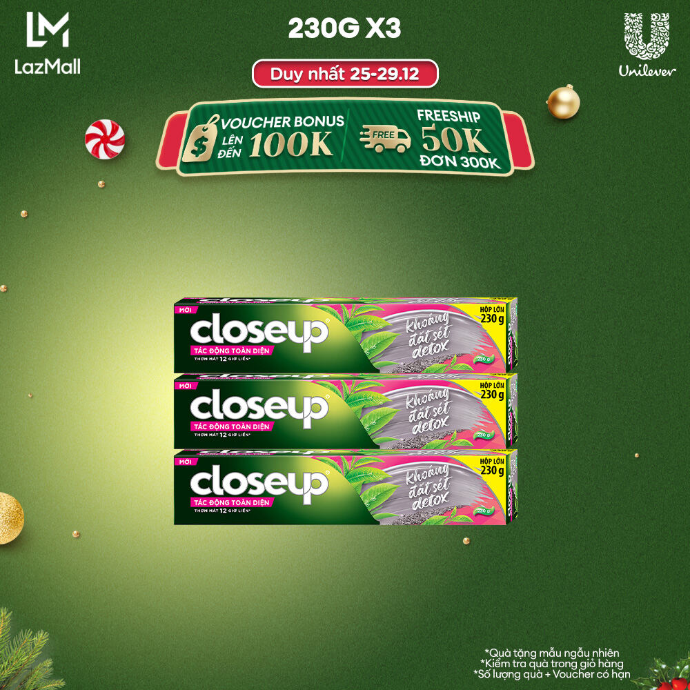 Combo 3 Kem Đánh Răng Closeup Giúp Làm Trắng Răng Tự Nhiên X2.5 Lần Với Khoáng Đất Sét Detox Và ...