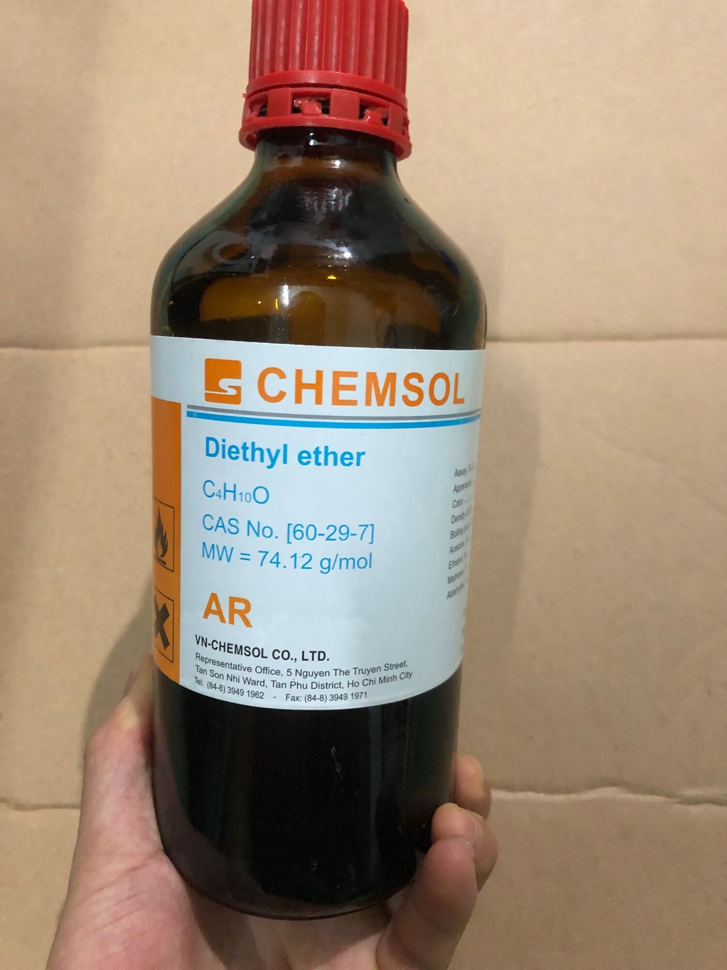Diethyl Ether, ête ethyl, ether, ethoxyethane, Et2O tinh khiết chai ...