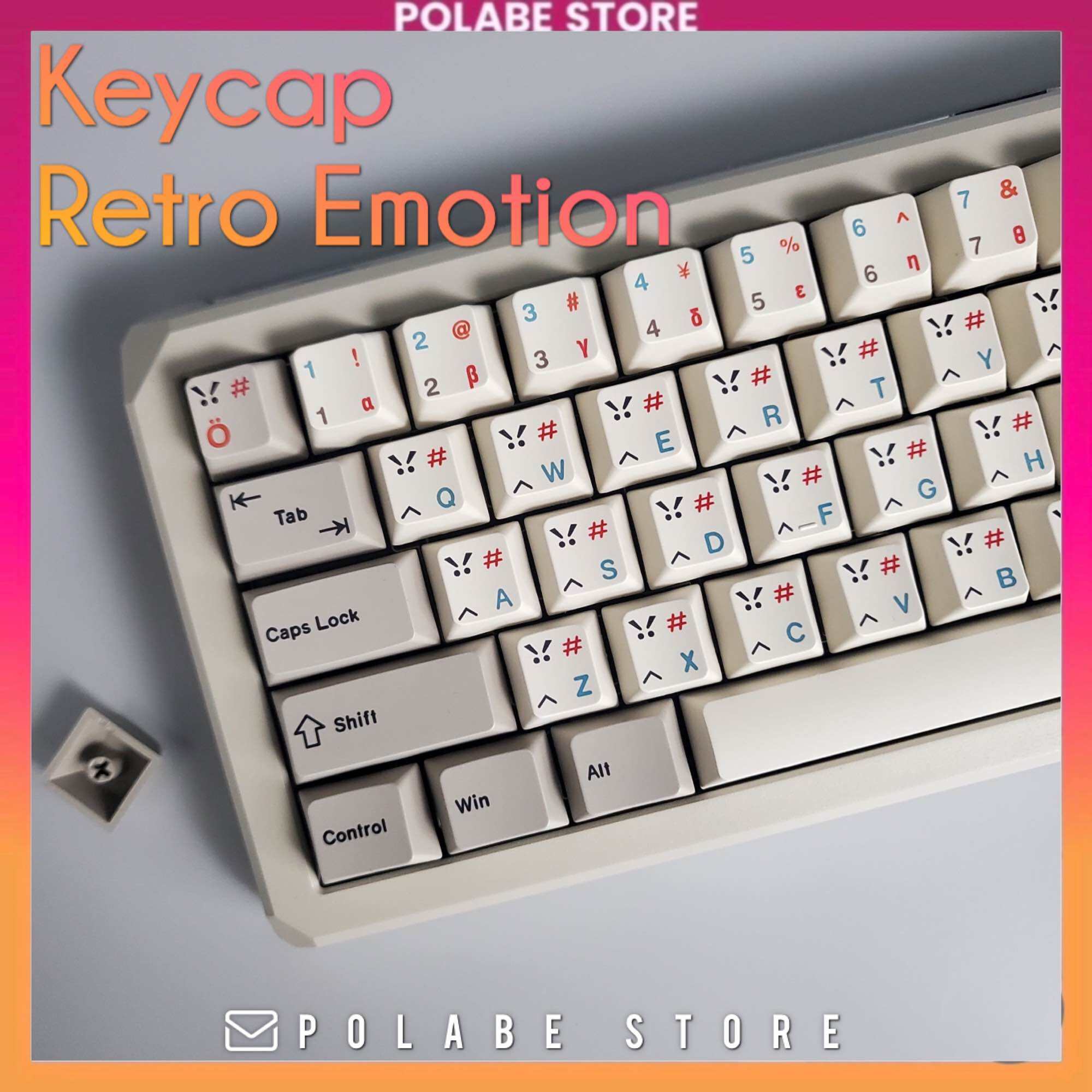 Keycap Retro Emotion Emoji Cherry profile PBT Dyesub bàn phím cơ Polabe ...