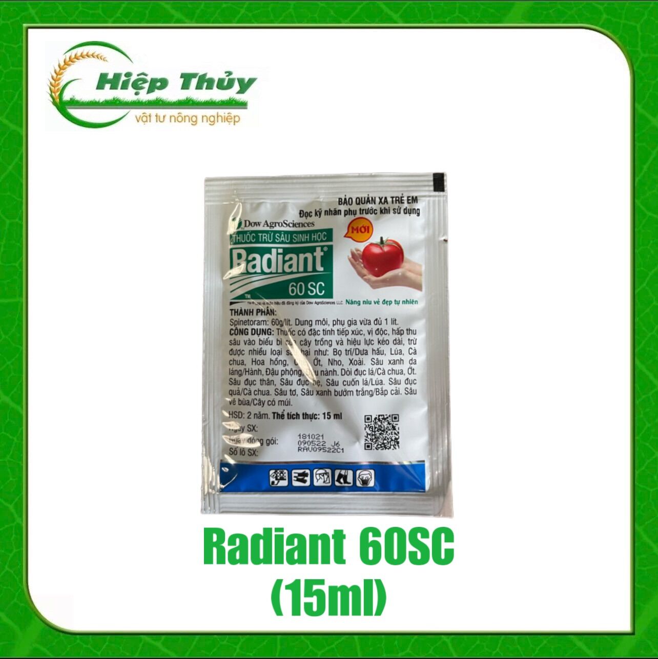 Thuốc trừ sâu Radiant 60SC (gói 15ml) chế phẩm bảo vệ Hoa Hồng và Cây ...