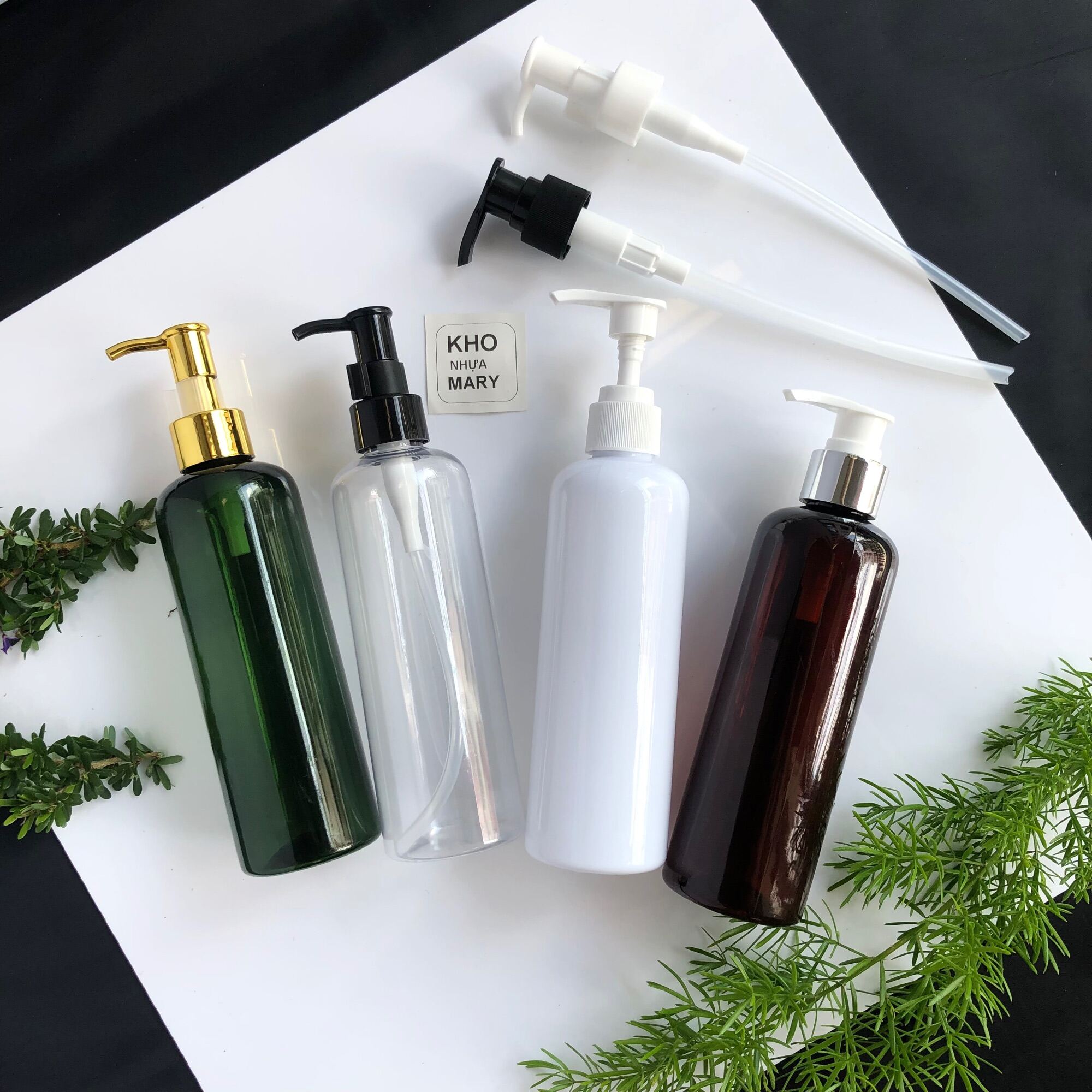 Chai Nhựa 250ml Cao Vòi Pump Nhấn nhỏ giọt Vàng / Bạc / Đen - Vỏ chai đựng xà bông , dầu gội ...