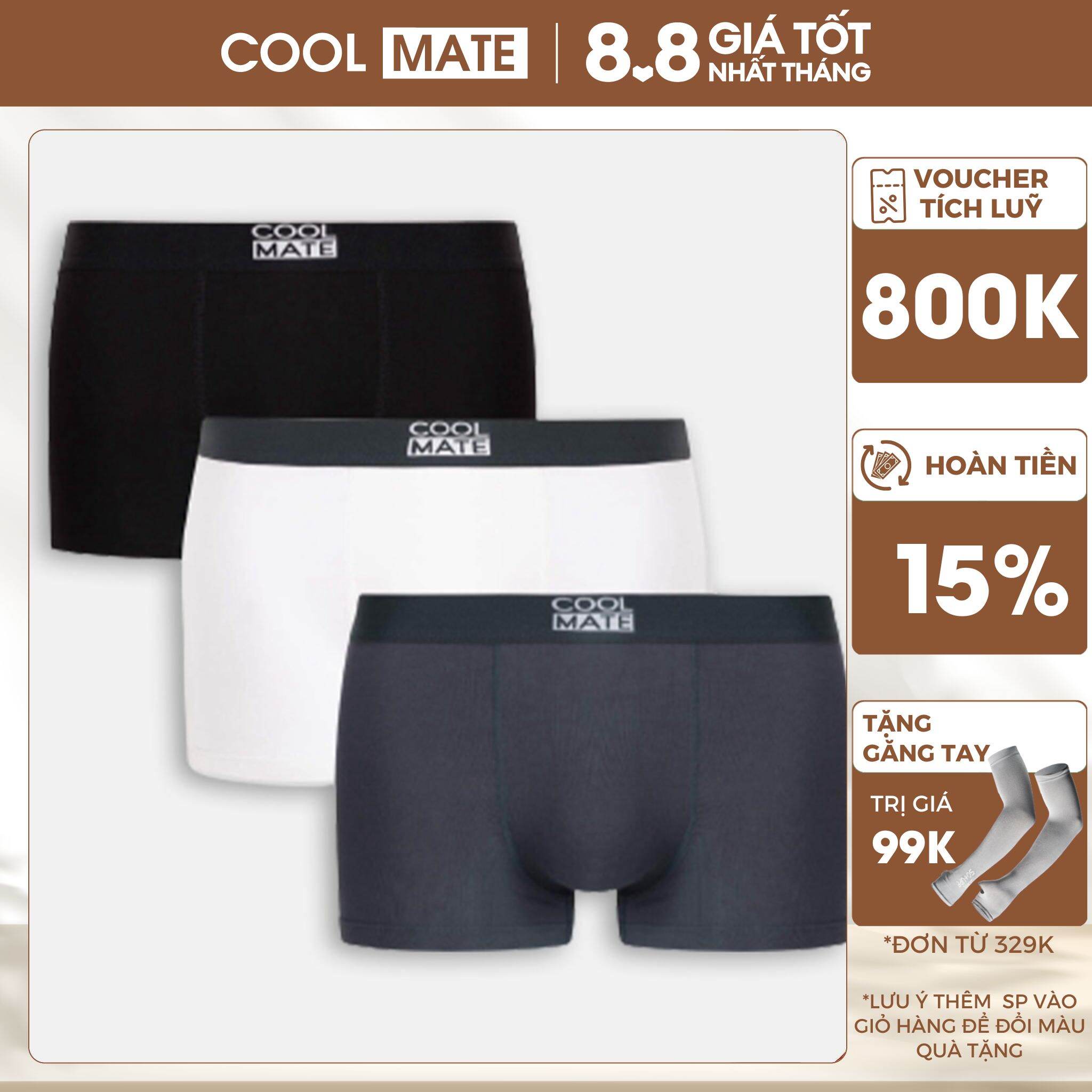 TẶNG QUÀ ĐƠN 349KCOMBO 5 Quần lót nam Trunk Cotton mềm mại (3 màu ...
