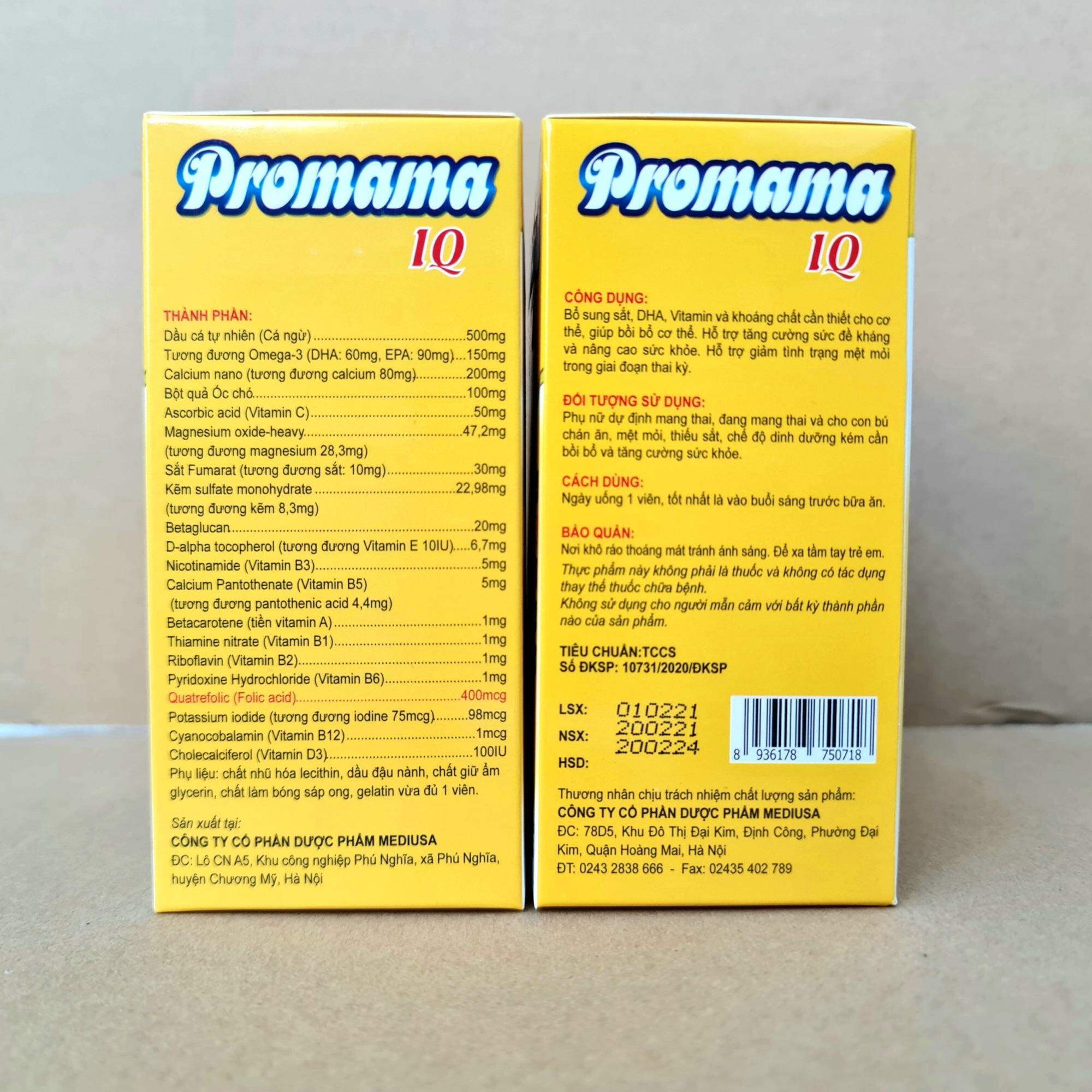 Promama IQ bổ sung vitamin cho mẹ bầu - Hộp 30 viên - Hỗ trợ thai sản ...