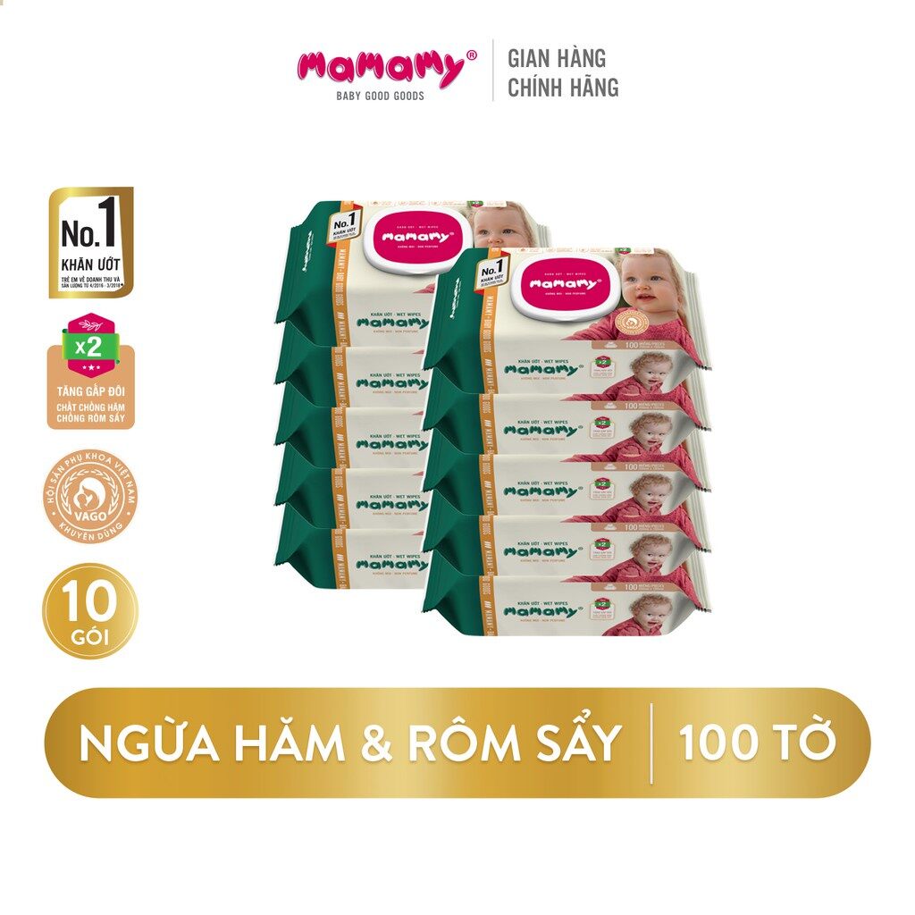 Khăn giấy ướt Mamamy có nắp hộp 100 tờ, 80 tờ không mùi - MixASale